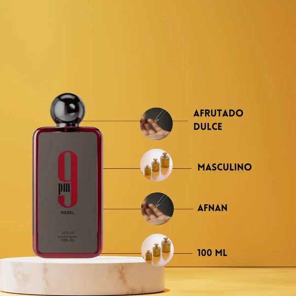 Afnan 9PM Rebel 100ml - Perfume Masculino Afrutado y Enérgico con Notas ...