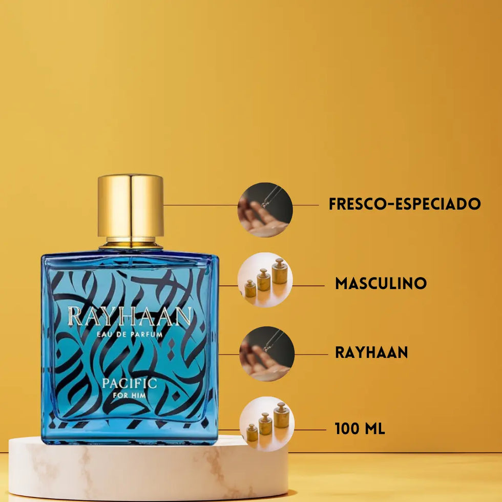 RAYHAAN Pacific 100ml - Fresh and Tropical Men's Perfume with Notes of ...